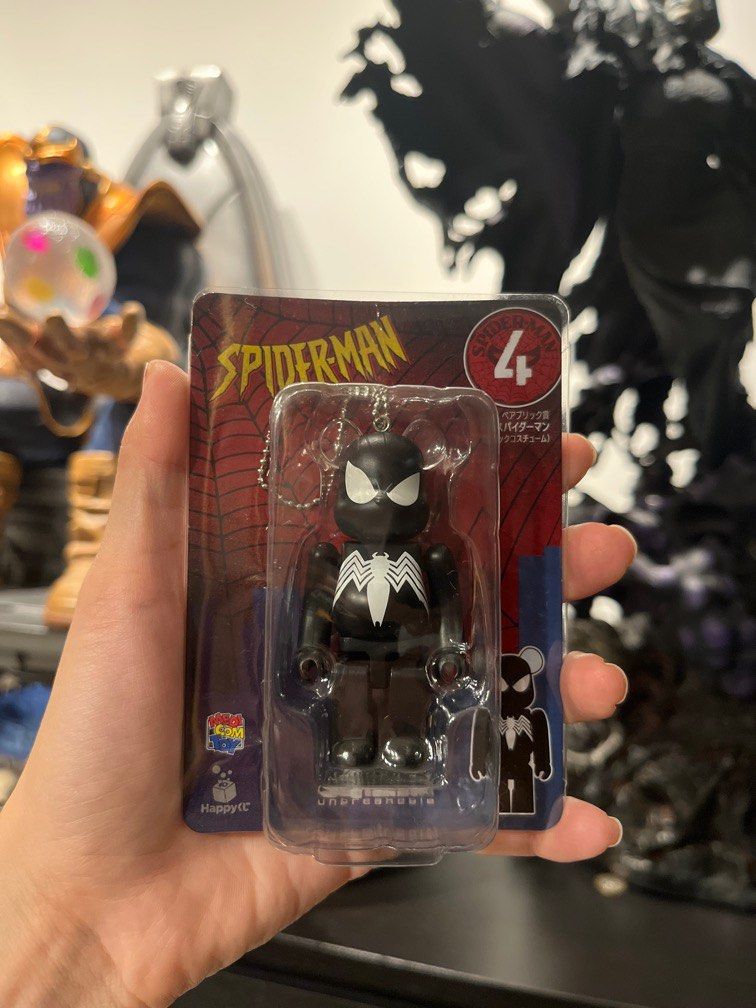 #4 MEDICOM SPIDER-MAN BLACK VERSION 100% BEARBRICK MARVEL KEYCHAIN ...