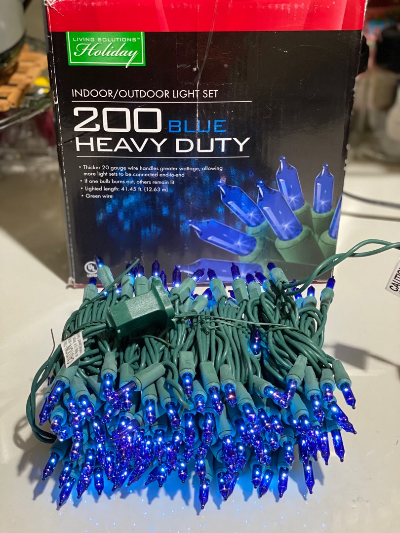 200 BLUE Heavy Duty Christmas Lights, Furniture & Home Living, Home ...