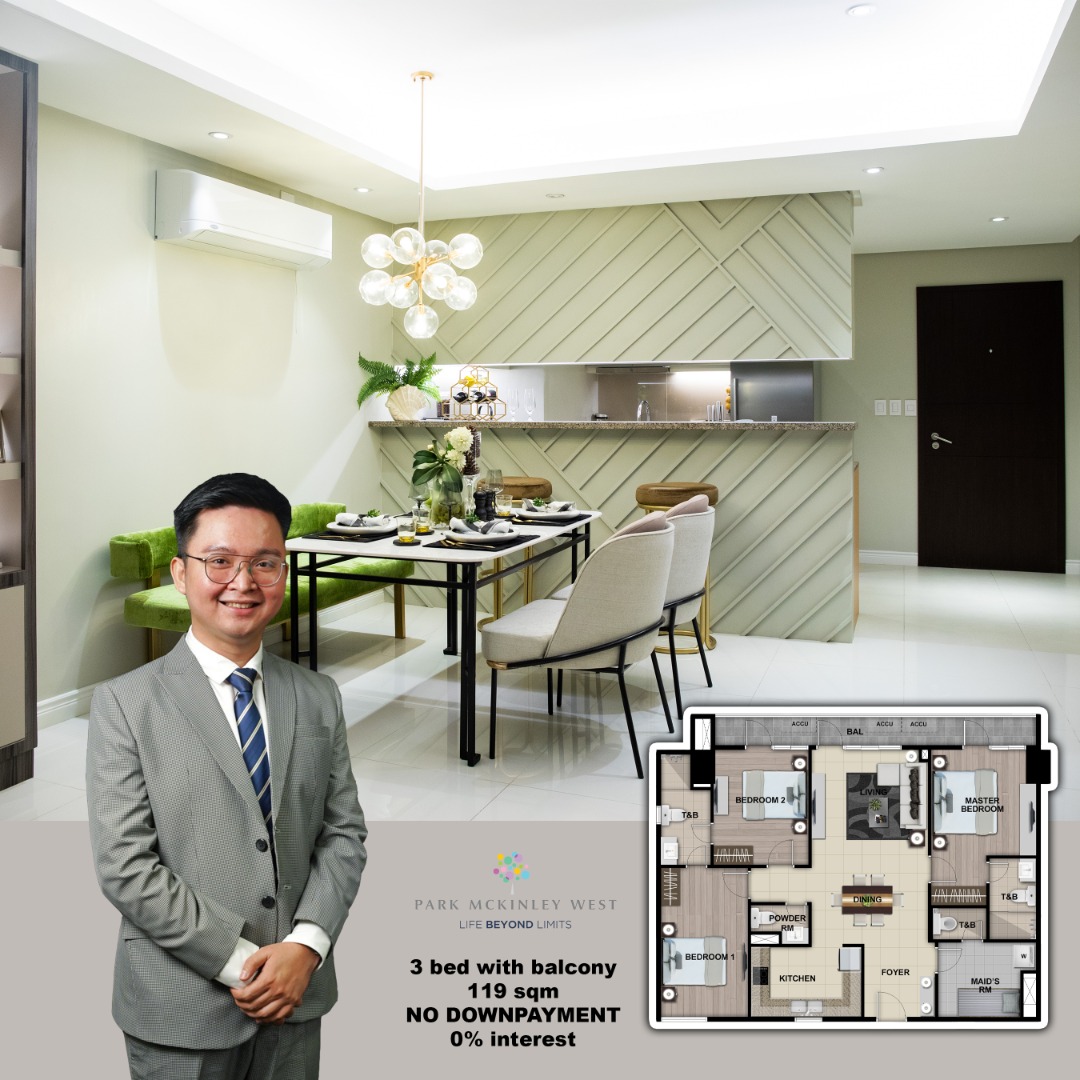 3 bed with balcony 119 sqm Preselling Bgc condo for sale The Fort ...