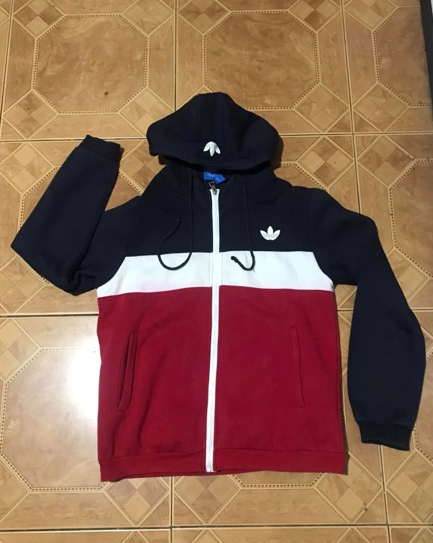 ADIDAS Tri Color Full Zip Hoodle Jacket...Size Medium, Men's Fashion ...