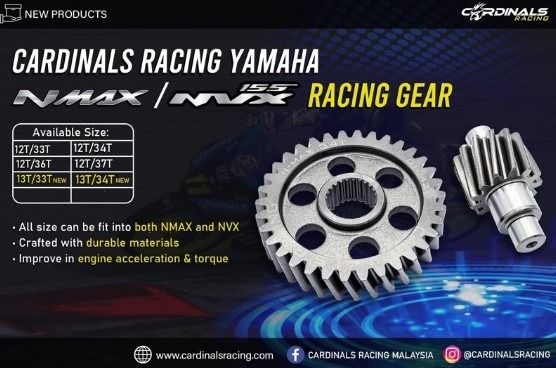 AEROX 155 / NMAX 155 / NVX 155 CARDINALS GEAR RACING COMP. GEAR BOX 12/ ...