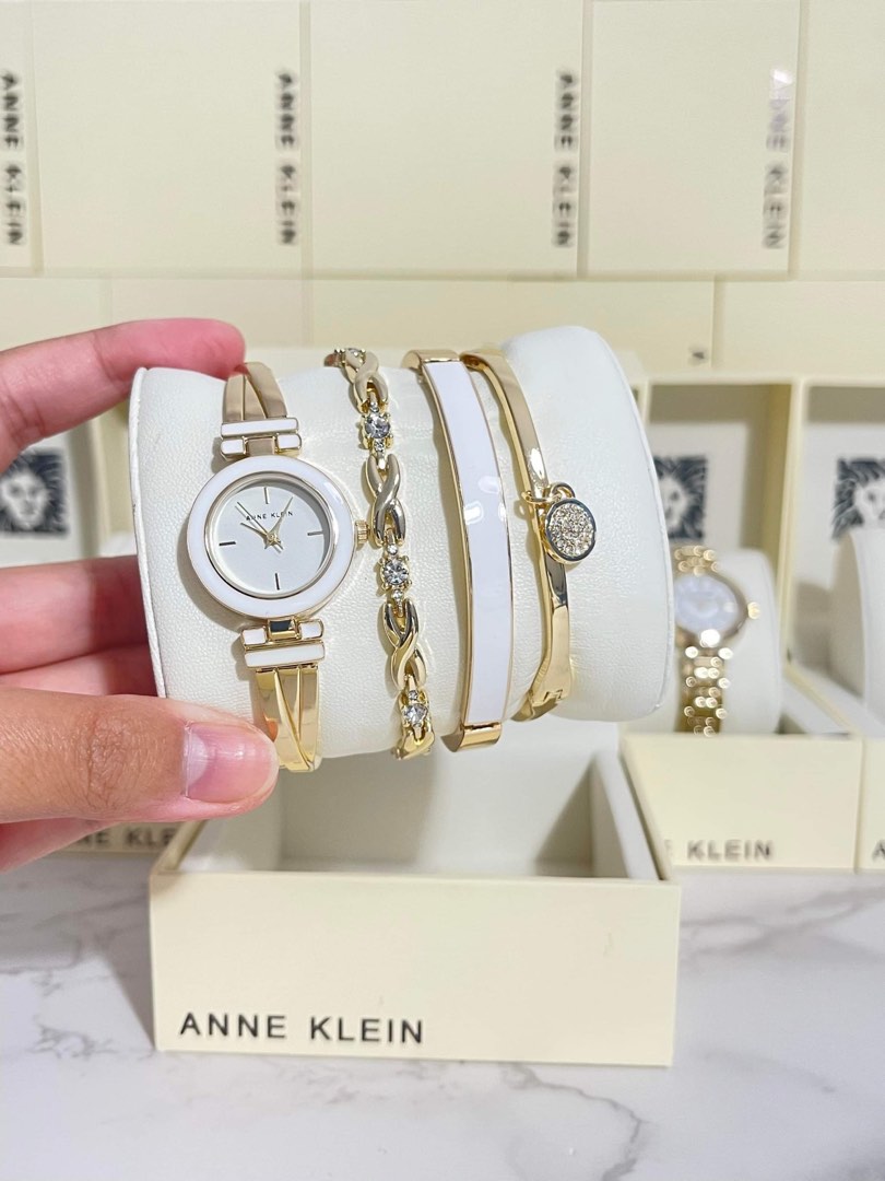 Anne Klein Women's Bangle Watch and Premium Crystal Accented Bracelet ...