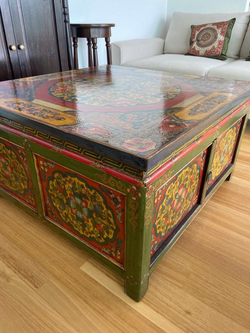 Antique Mongolian Wooden Coffee Table - Just Anthony, Furniture & Home ...