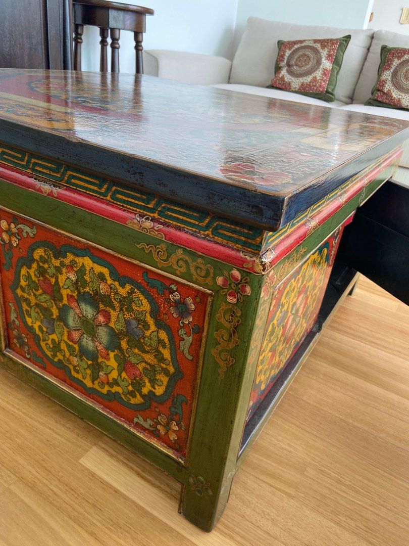 Antique Mongolian Wooden Coffee Table - Just Anthony, Furniture & Home ...