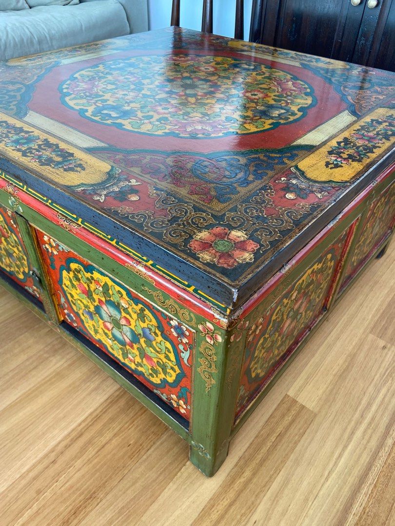 Antique Mongolian Wooden Coffee Table - Just Anthony, Furniture & Home ...