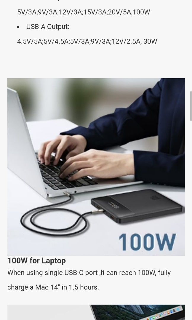 Baseus Blade 100W 20000MAH Powerbank, Mobile Phones & Gadgets, Mobile ...