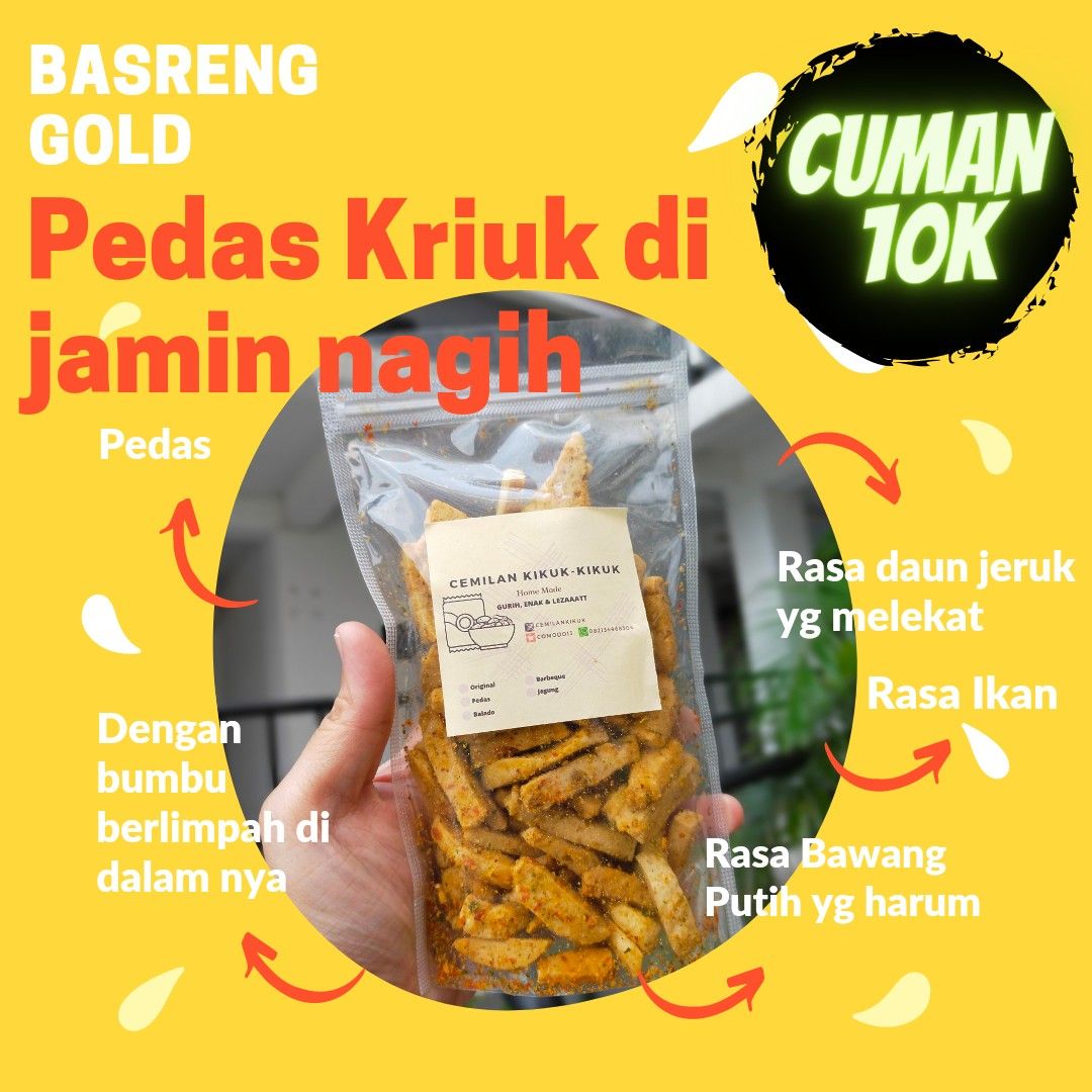 Basreng Pedas Daun Jeruk, Makanan & Minuman, Snek di Carousell