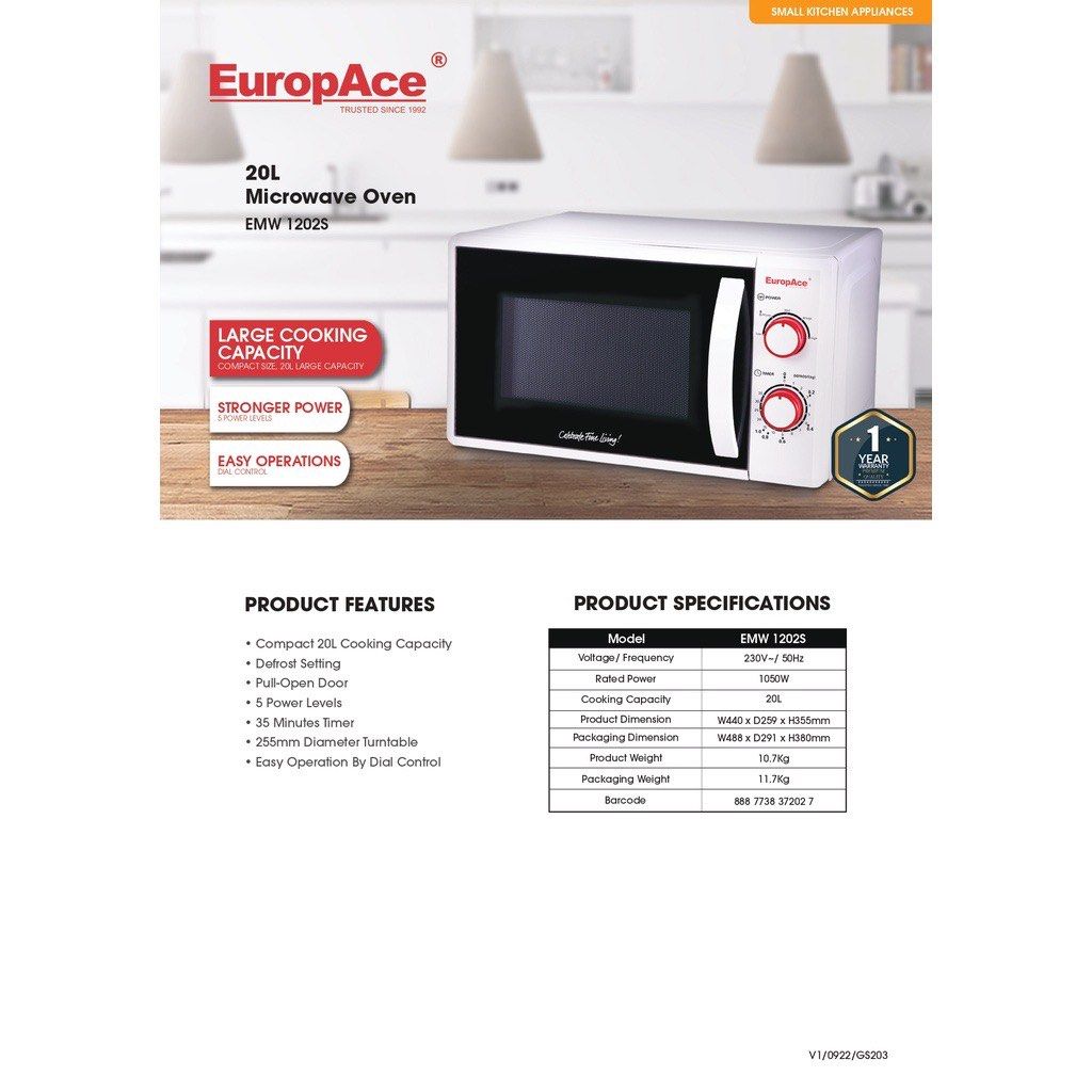 BN EuropAce 20L Microwave Oven, TV & Home Appliances, Kitchen ...