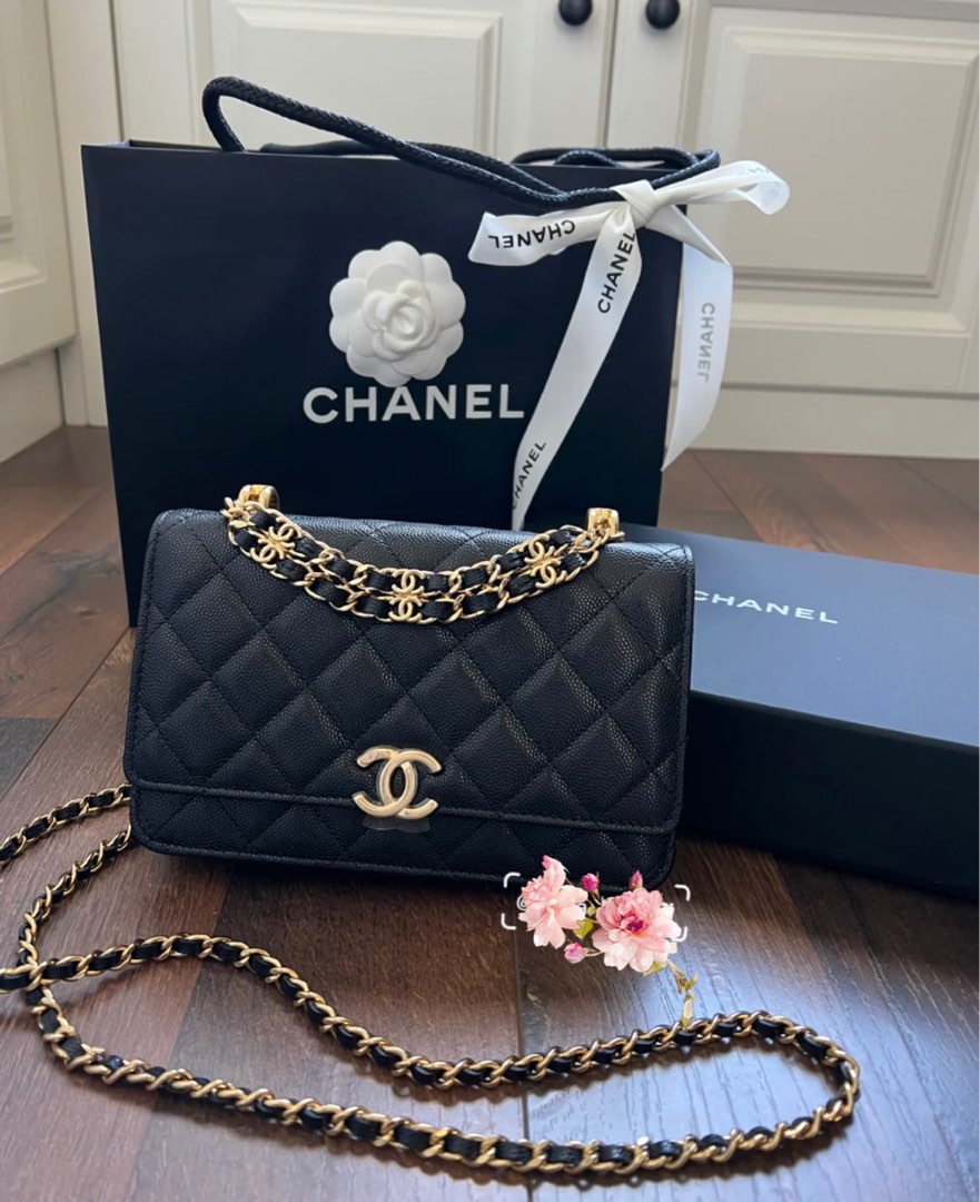 BNIB Chanel wallet on chain coco first caviar black GHW not coco handle ...