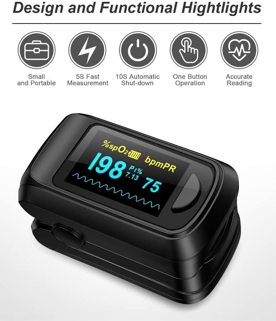 ⭐[C2679] ⭐HealthTree Pulse Oximeter Fingertip, Oxygen Blood Monitor for ...