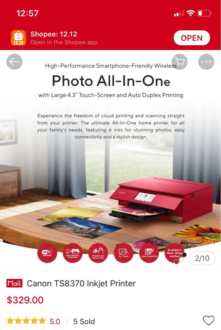 Canon Pixma TS8270 red colour, Computers & Tech, Printers, Scanners ...