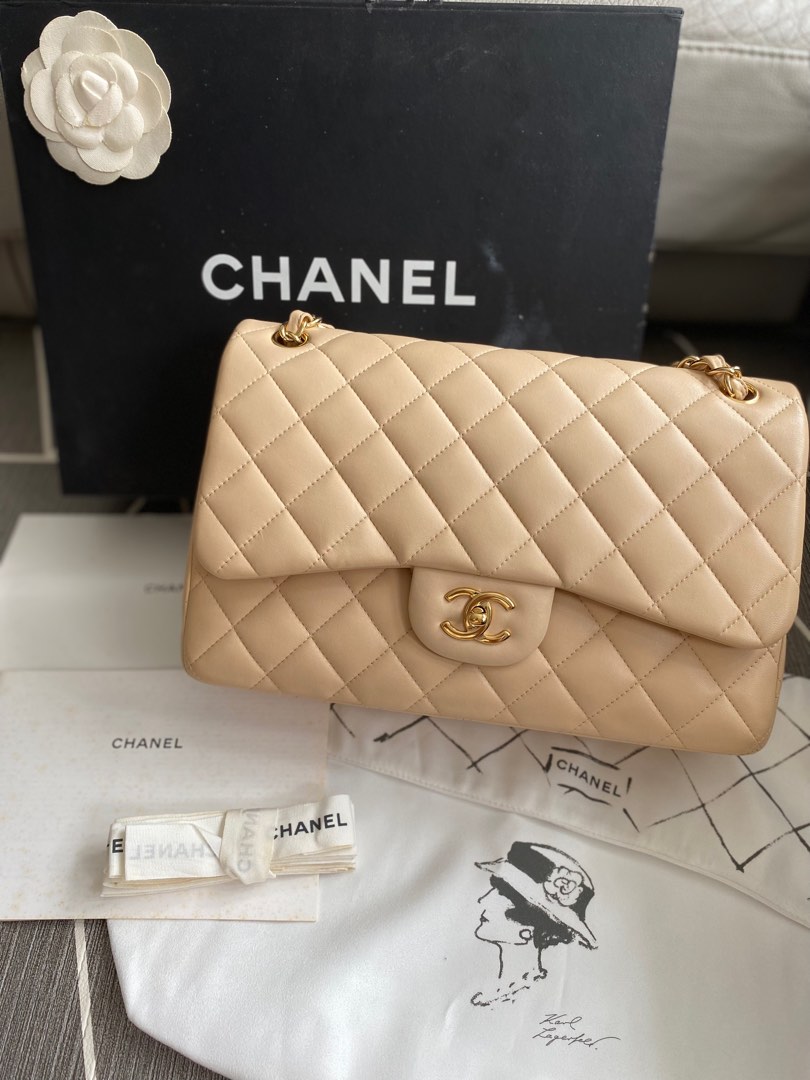 Chanel Beige Jumbo GHW, Luxury, Bags & Wallets on Carousell