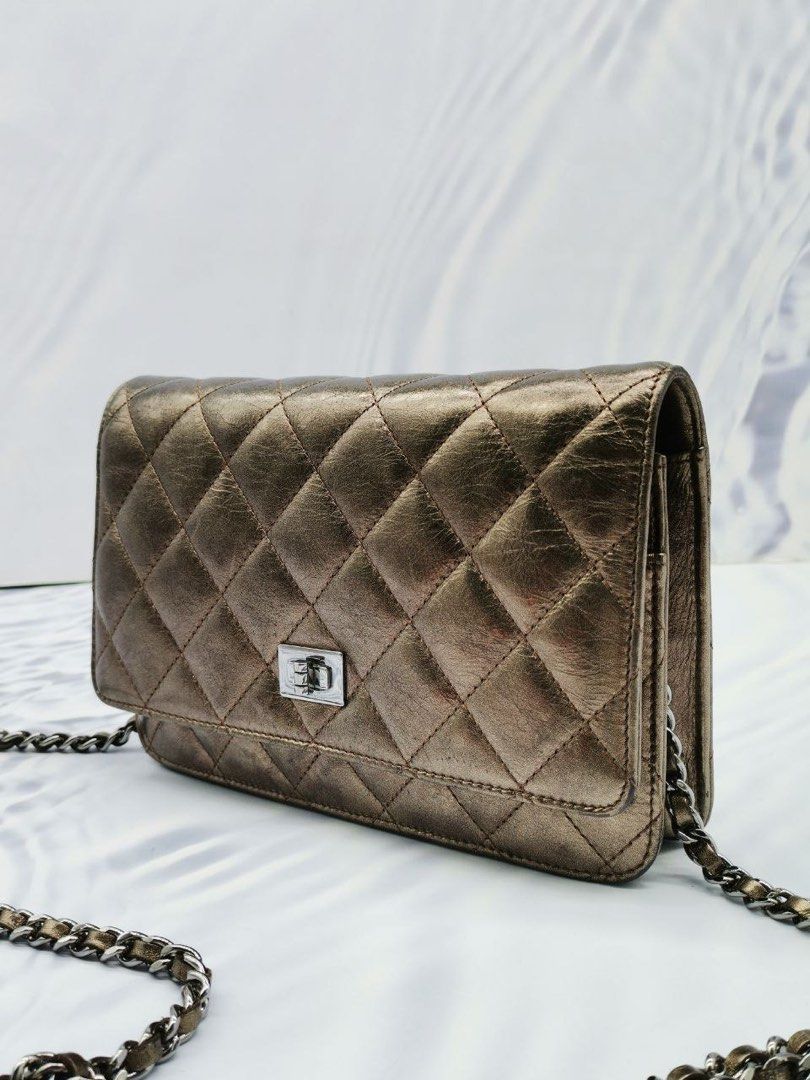 CHANEL METALLIC REISSUE WALLET ON CHAIN BRONZE, Luxury, Bags & Wallets ...
