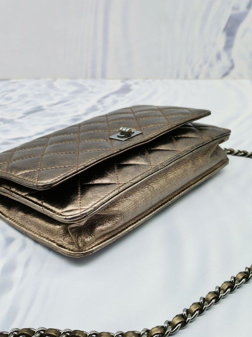 CHANEL METALLIC REISSUE WALLET ON CHAIN BRONZE, Luxury, Bags & Wallets ...
