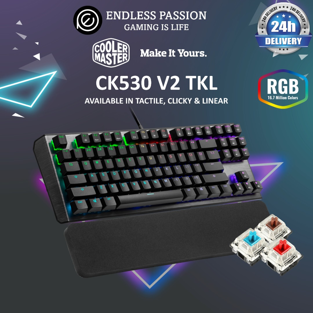 Cooler Master CK530 V2 TKL Mechanical Gaming Keyboard, Computers & Tech ...