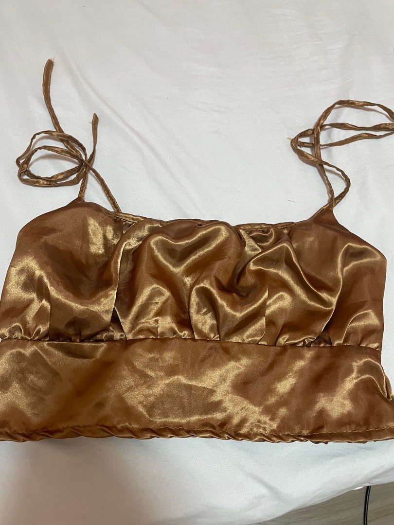 Copper satin top, Women's Fashion, Tops, Blouses on Carousell