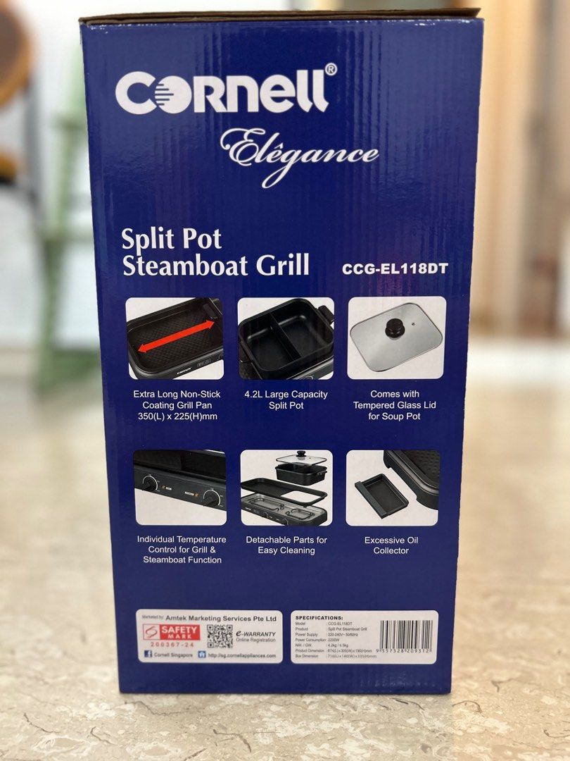 Cornell split pot steamboat grill brand new, TV & Home Appliances ...