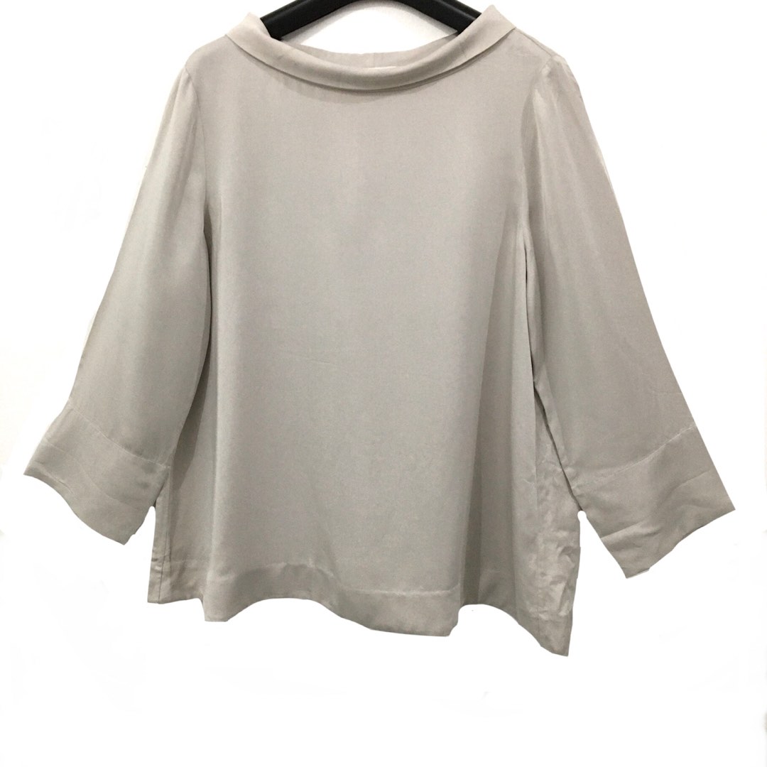 COS Ultrasoft Cupro Light Grey Beige Classy Tops, Women's Fashion, Tops ...
