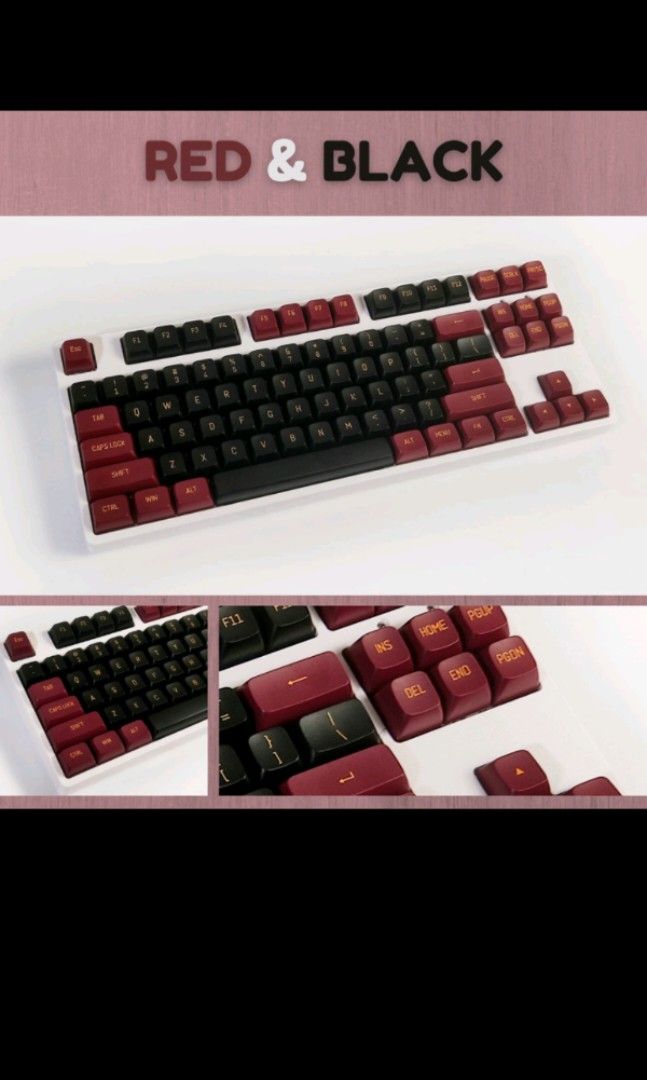 CSA profile black and red keycaps PBT, Computers & Tech, Parts ...