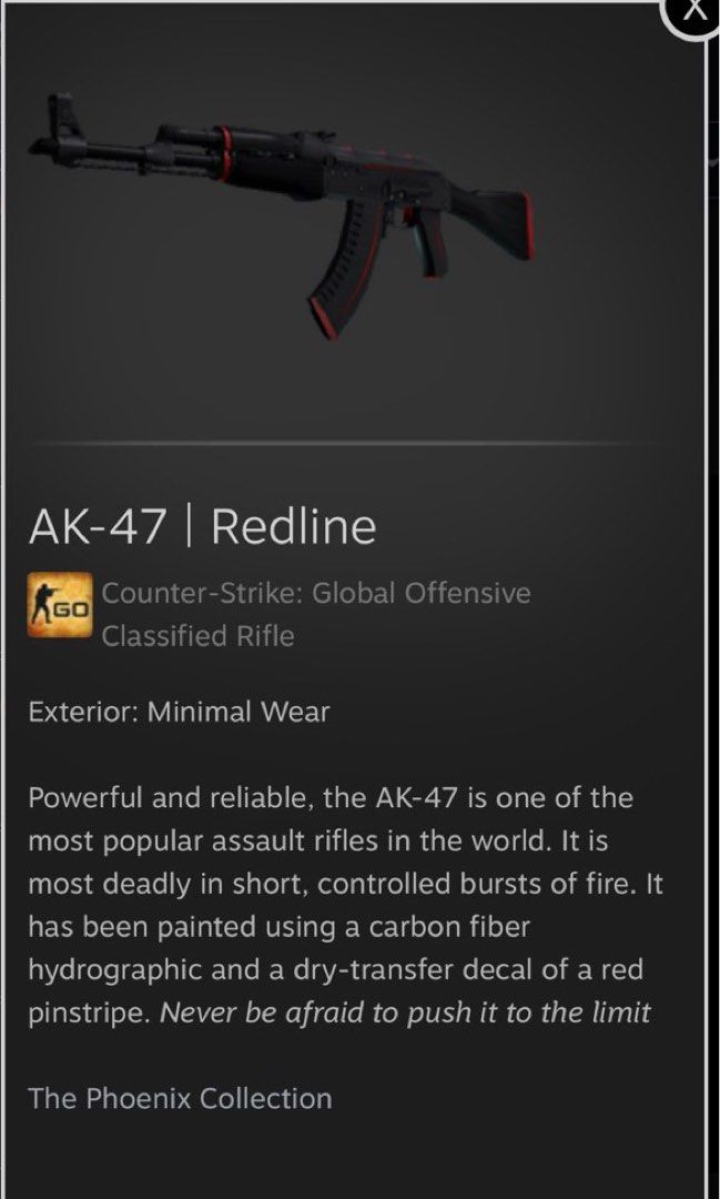 Csgo AK-47 Redline Crown Foil Sticker, Video Gaming, Gaming Accessories ...