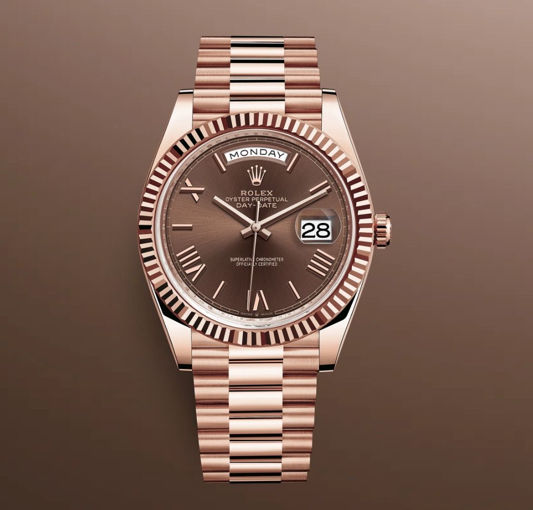 DEC 2022 Rolex 228235 Day-Date 40 Everose Gold Chocolate Dial, Luxury ...