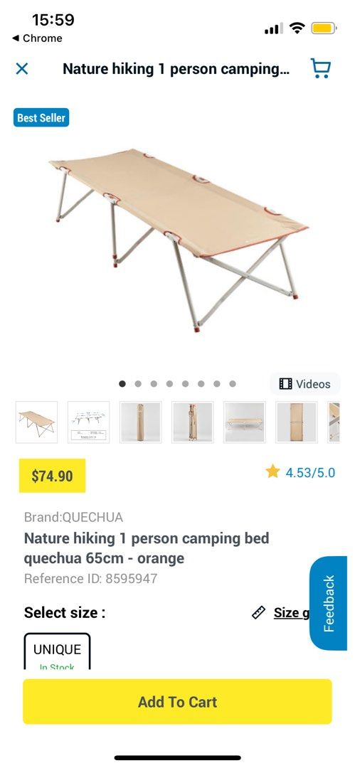 Decathlon foldable bed, Furniture & Home Living, Outdoor Furniture on ...