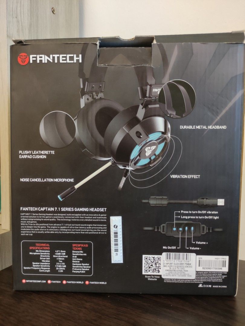 Fantech HG11 7.1Ch Gaming Headphone Black, Audio, Headphones & Headsets ...