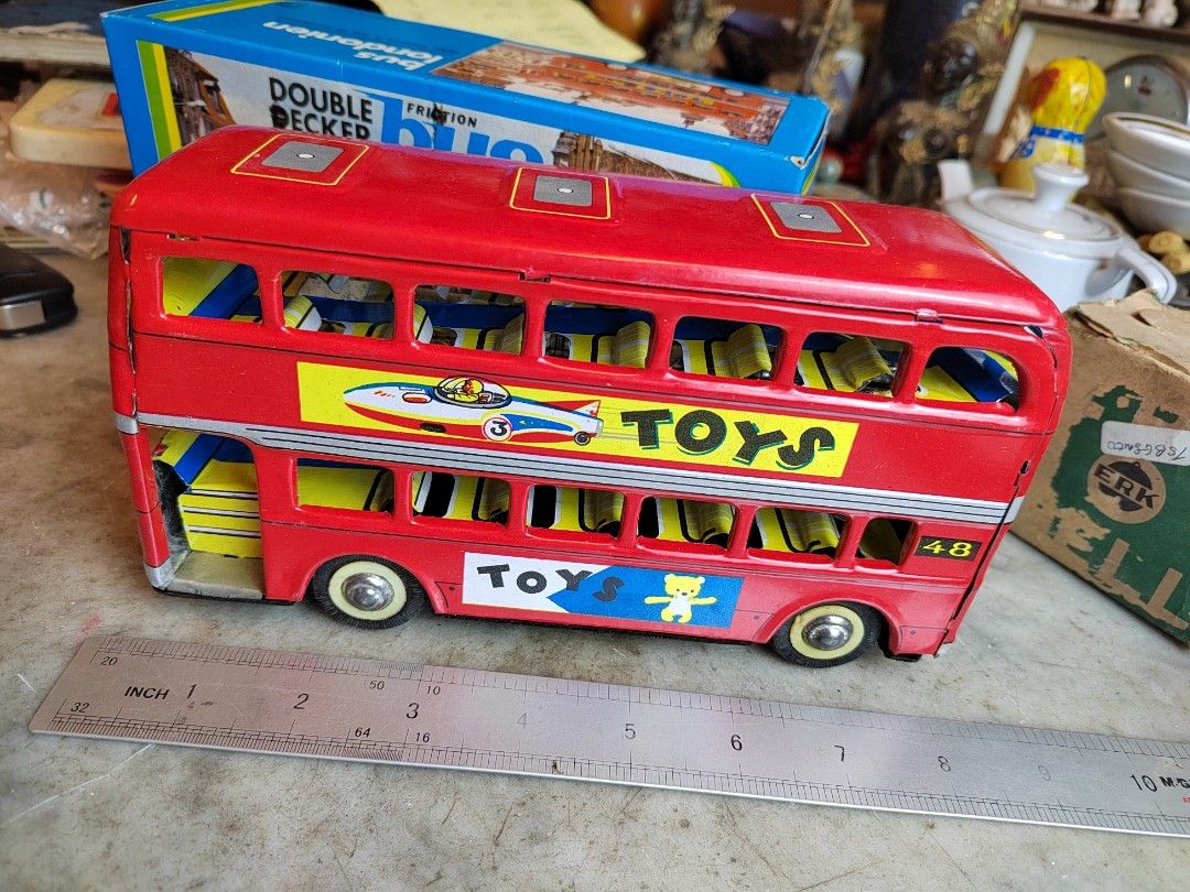Friction tin toy double decker bus, Hobbies & Toys, Collectibles ...