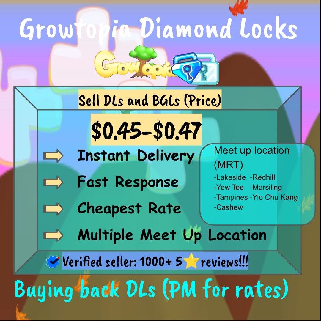 Growtopia Diamond Lock/Locks/Dls/Dl/Wl/World lock/Wls/Blue gem lock/Bgl ...