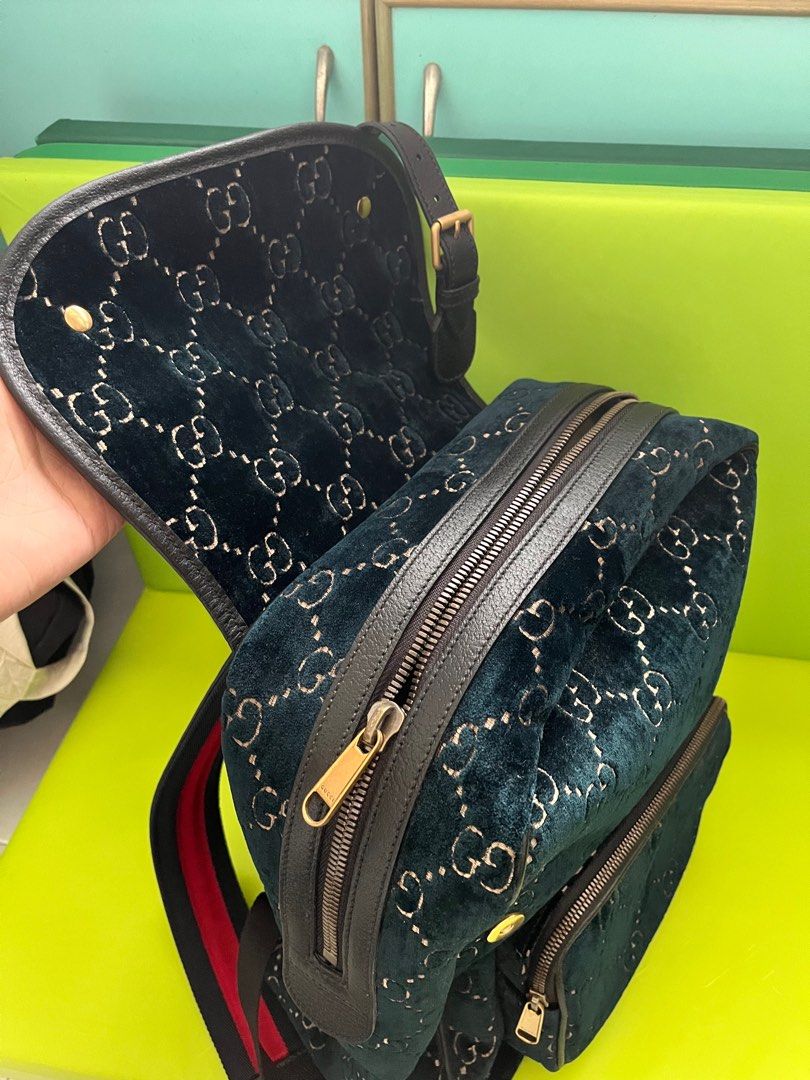 Gucci velvet backpack, Luxury, Bags & Wallets on Carousell