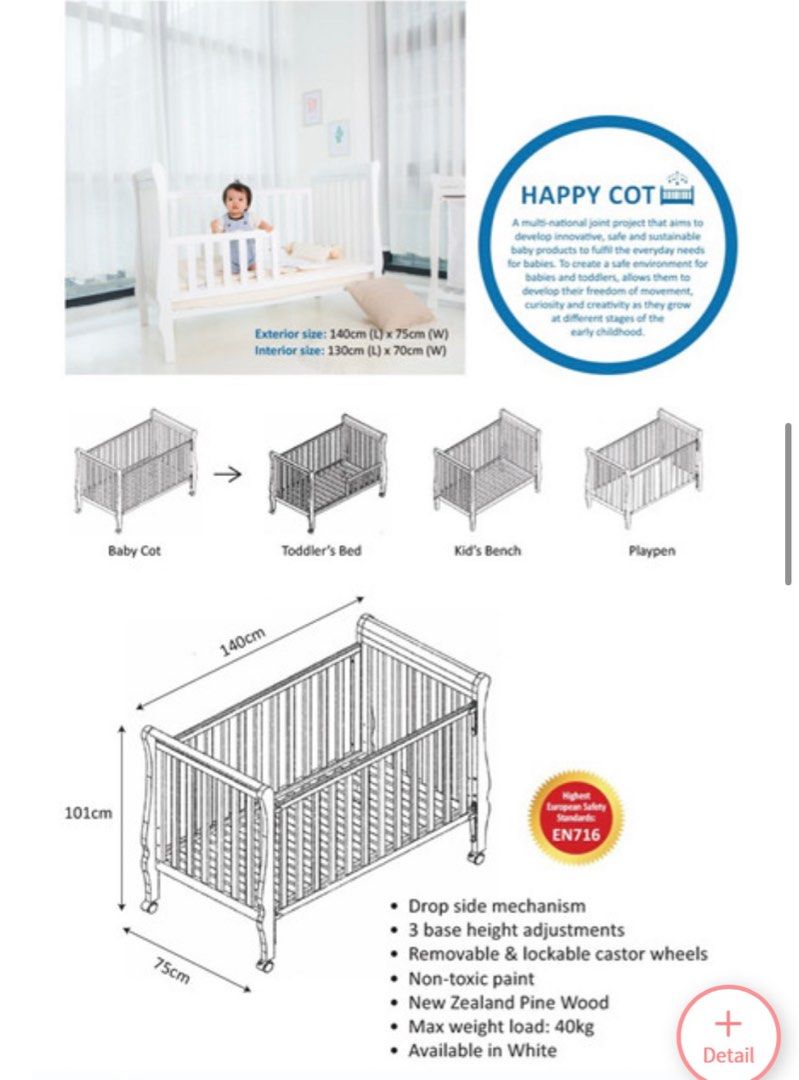 Happy Cot - 4 in 1 Baby cot, Babies & Kids, Baby Nursery & Kids ...