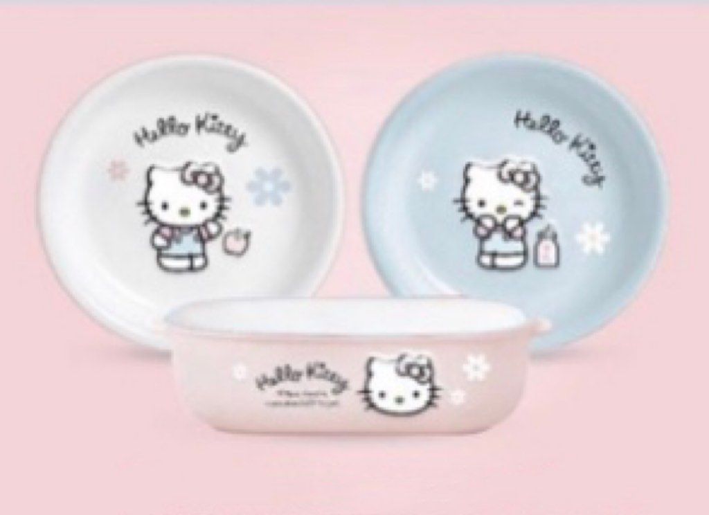 Hello Kitty 3pcs Ceramic Dinnerware, Furniture & Home Living, Kitchenware & Tableware ...