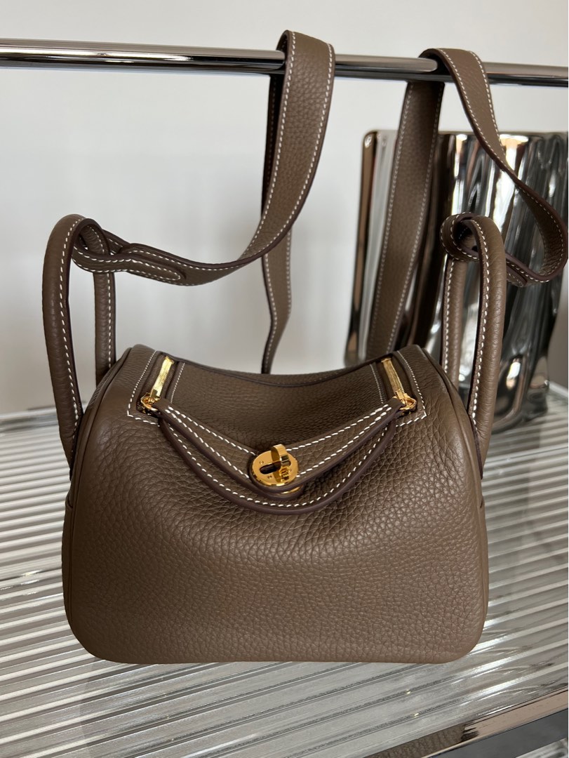 Hermes Mini Lindy Etoupe, Luxury, Bags & Wallets on Carousell