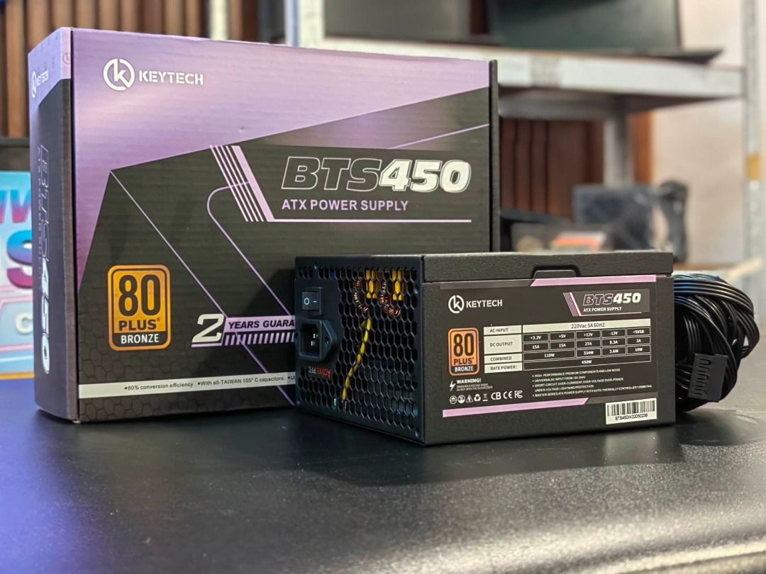 Keytech TrueRated Power Supply 80 Plus Bronze BTS450 450W PSU Power ...