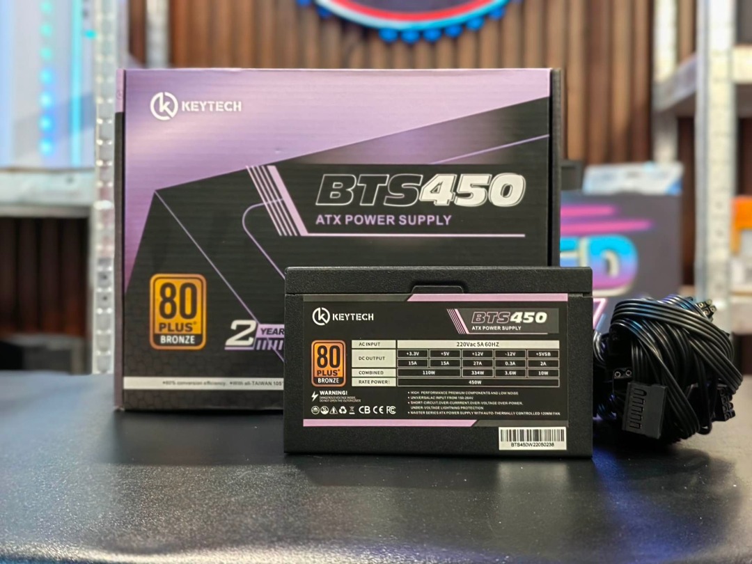 Keytech TrueRated Power Supply 80 Plus Bronze BTS450 450W PSU Power ...