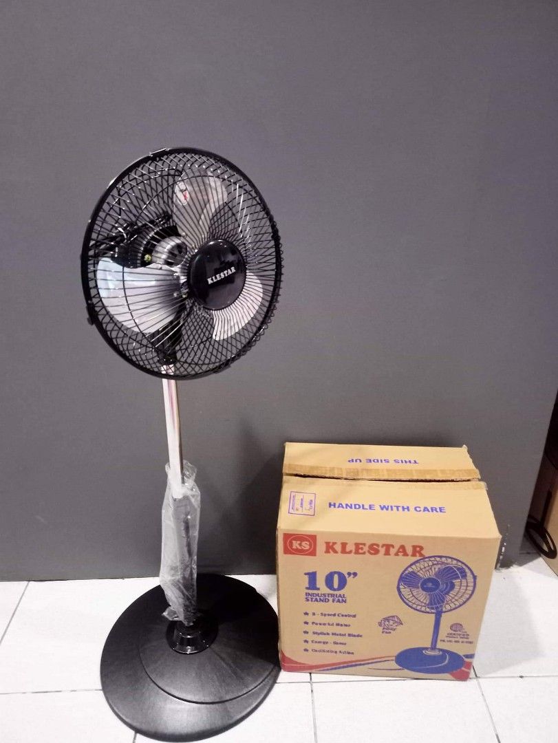 KLESTAR 10" Mini Stand Fan Metal Blade Black KSF10, Furniture & Home ...