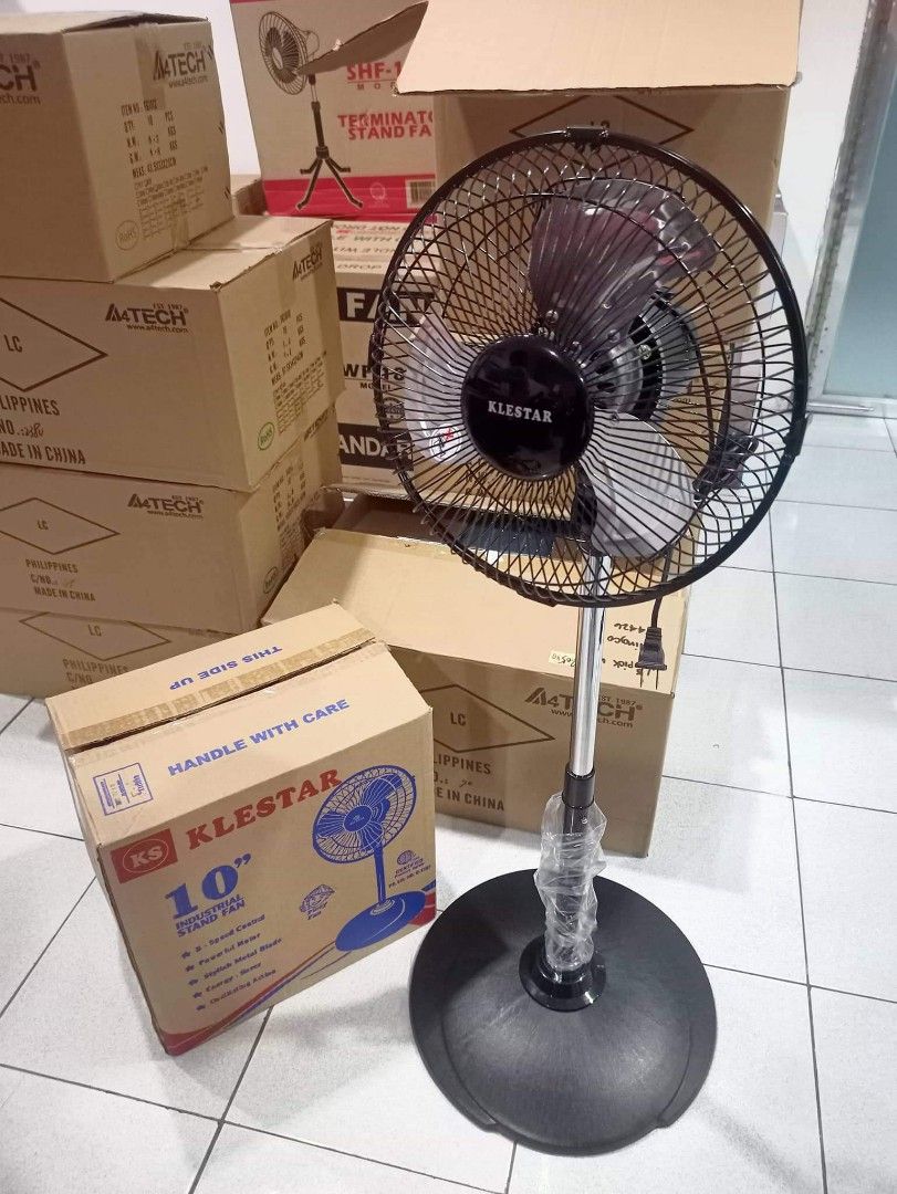 KLESTAR 10" Mini Stand Fan Metal Blade Black KSF10, Furniture & Home ...
