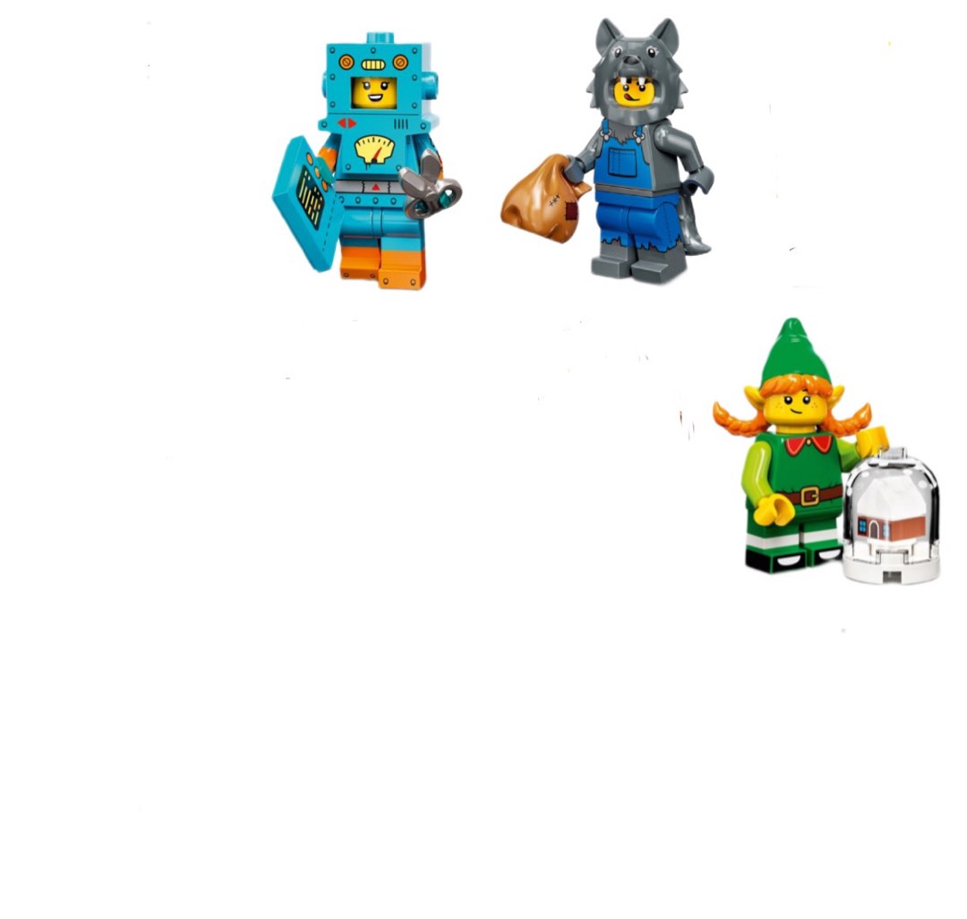 Lego 71034 Minifigures Series 23 - Cardboard Robot, Holiday Elf & Wolf Costume, Hobbies & Toys ...