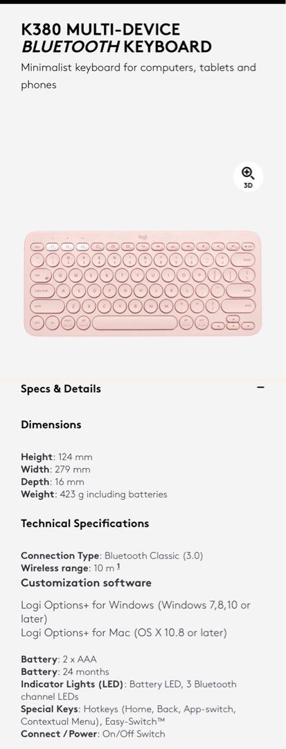 Logi Logitech K380 Keyboard And Pebble M350 Mouse Rose Computers And Tech Parts And Accessories