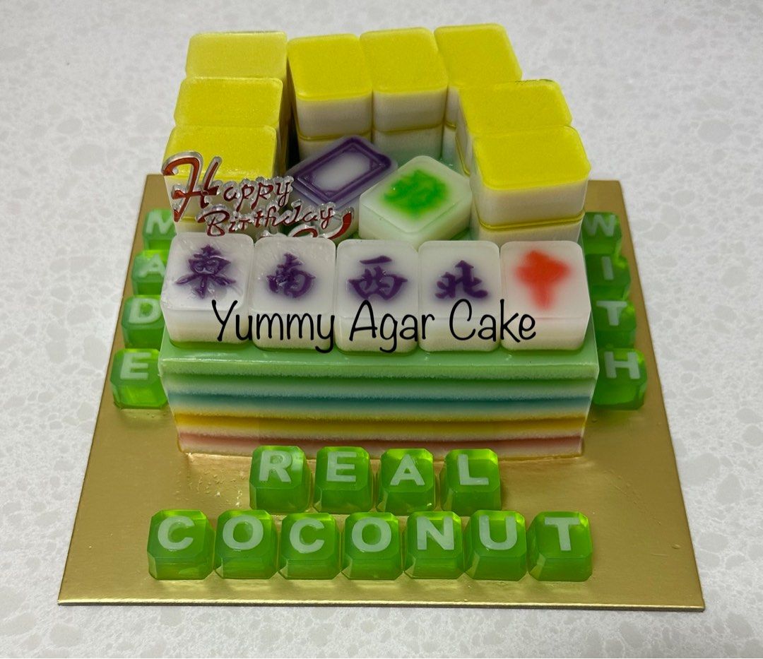 Mahjong Agar Agar Birthday Cakes, Food & Drinks, Homemade Bakes on Carousell