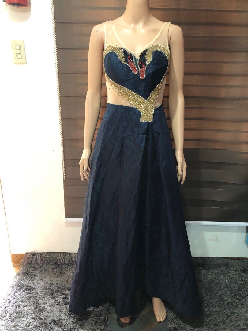 Midnight blue gown twin swan, Women's Fashion, Dresses & Sets, Evening ...