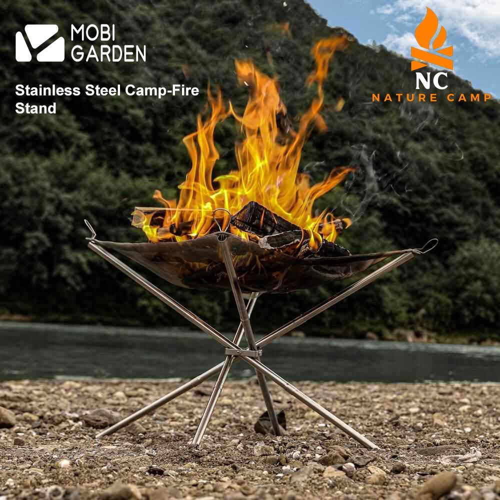 Mobi Garden Campfire Stand Wood Stove Folding Fire Rack Stainless Steel ...