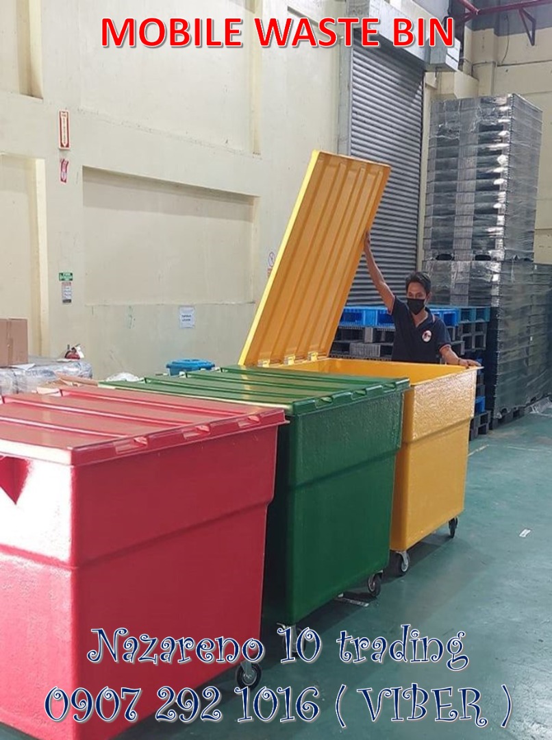 Mobile bin trash bin w/wheels 1350L 345, Furniture & Home Living ...