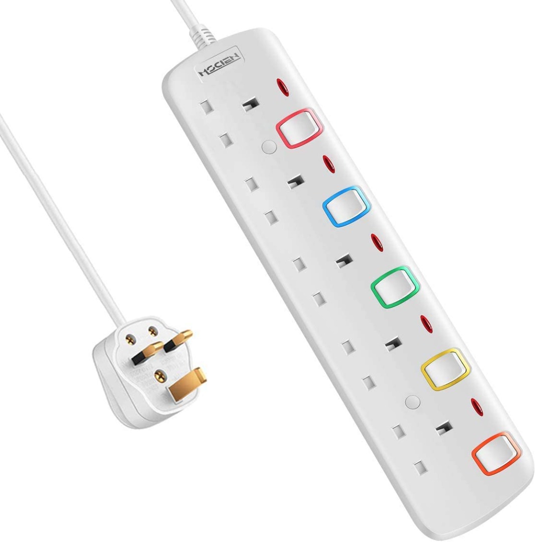 Mscien 2M 5 Way/5 Gang Extension Lead Individually Switched with ...