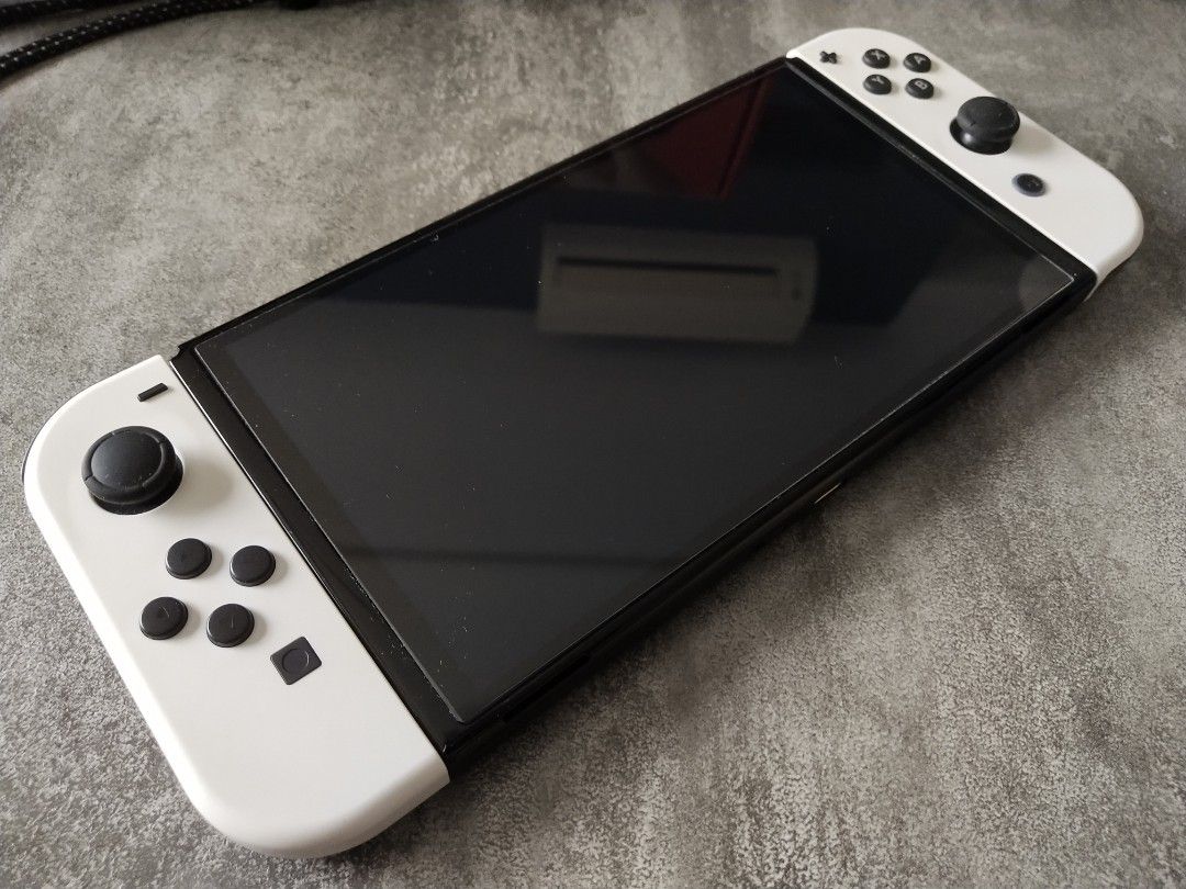 Nintendo Switch Oled White Full Set With Box, Video Gaming, Video Game ...
