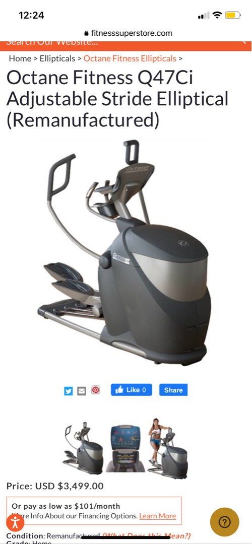 Octane Fitness Elliptical Machine Gym Equipment Q47Ci, Sports Equipment ...