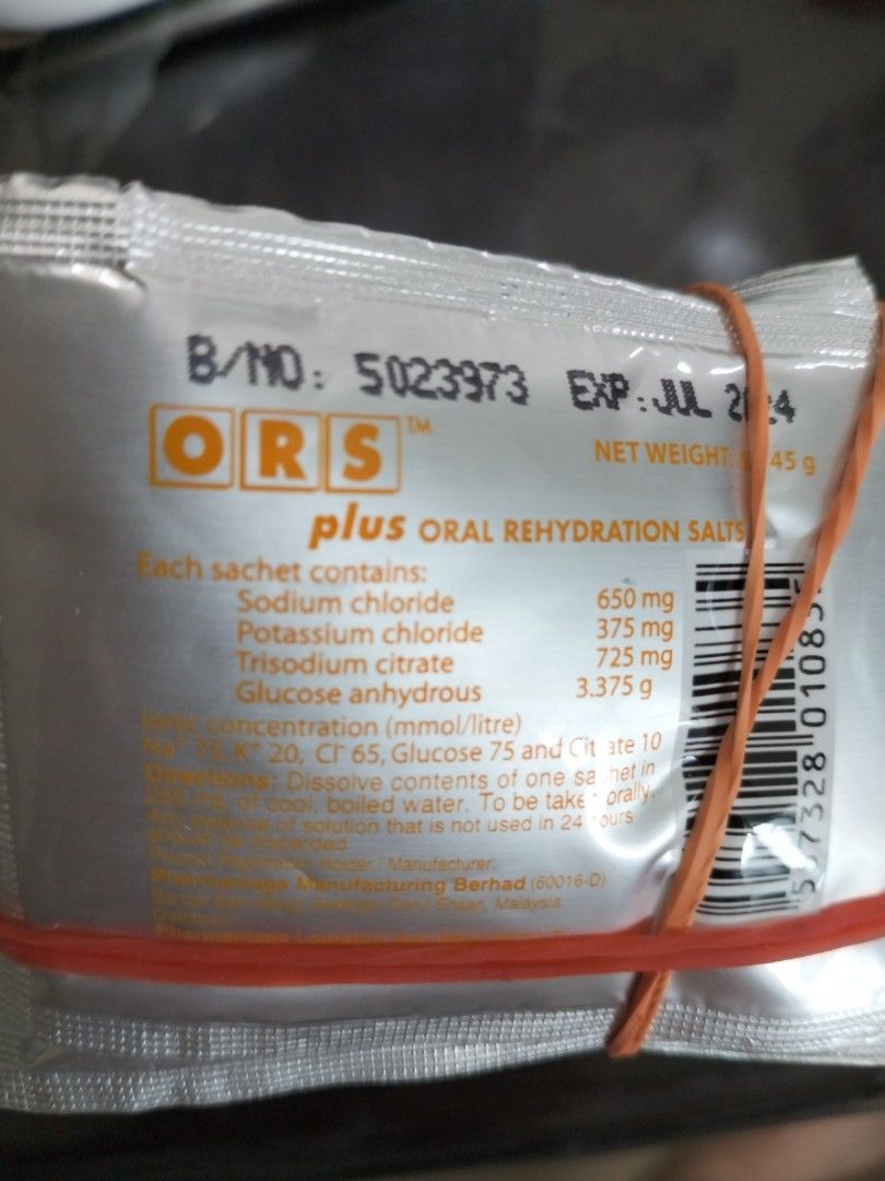 ORS Plus Oral Rehydration Salts Sachet, Health & Nutrition, Medical ...