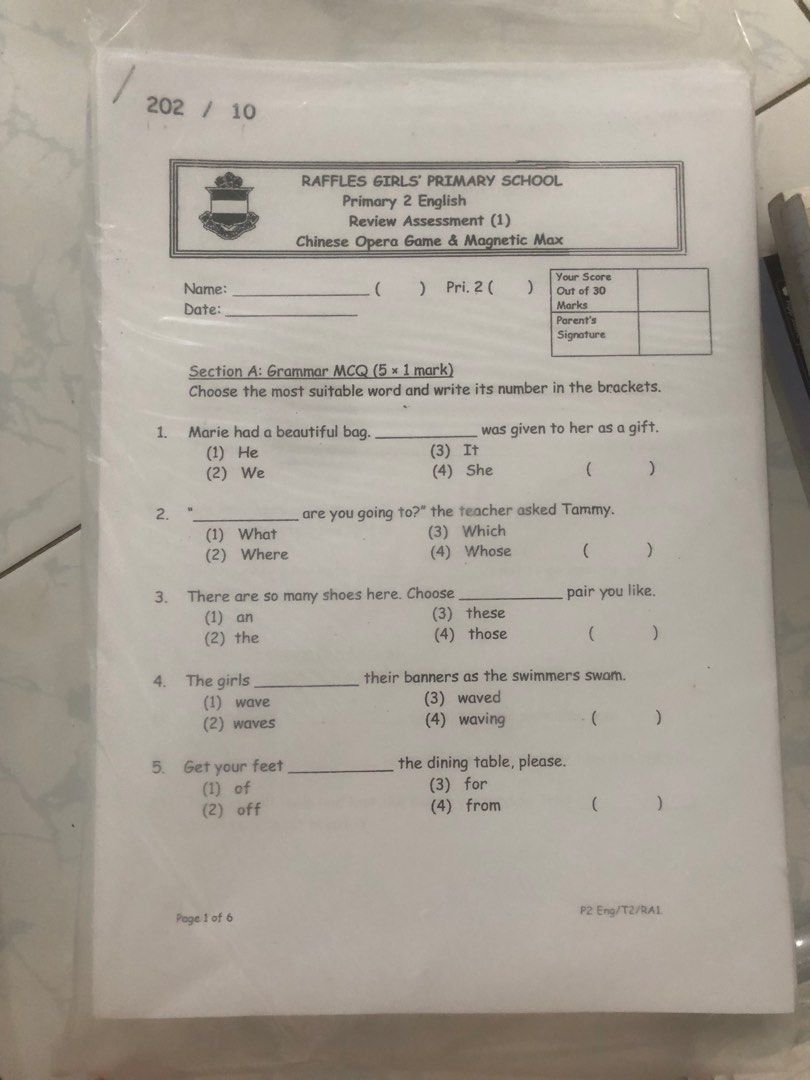 P2 English past year papers, Hobbies & Toys, Books & Magazines ...