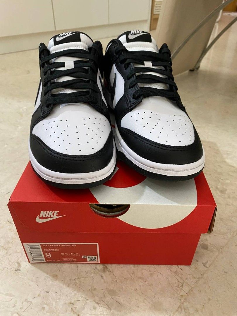 (US 9) Nike Panda Dunks Mens (Nike Dunk Low Retro Black-White), Men's ...