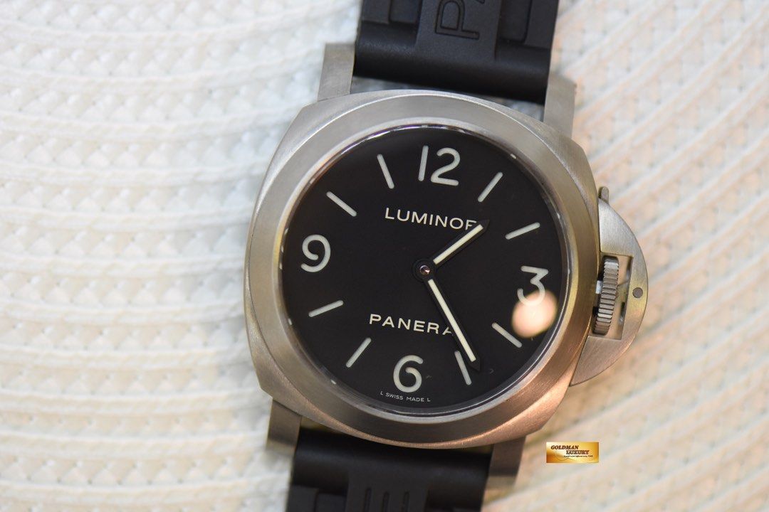 PANERAI LUMINOR 44mm TITANIUM IN LEATHER BLACK SANDWICH DIAL MANUAL ...